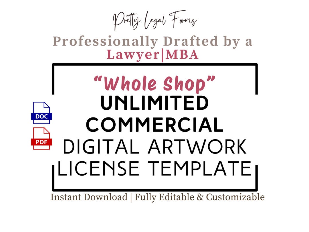 Whole Shop License Template Unlimited Commercial Use License Terms ...