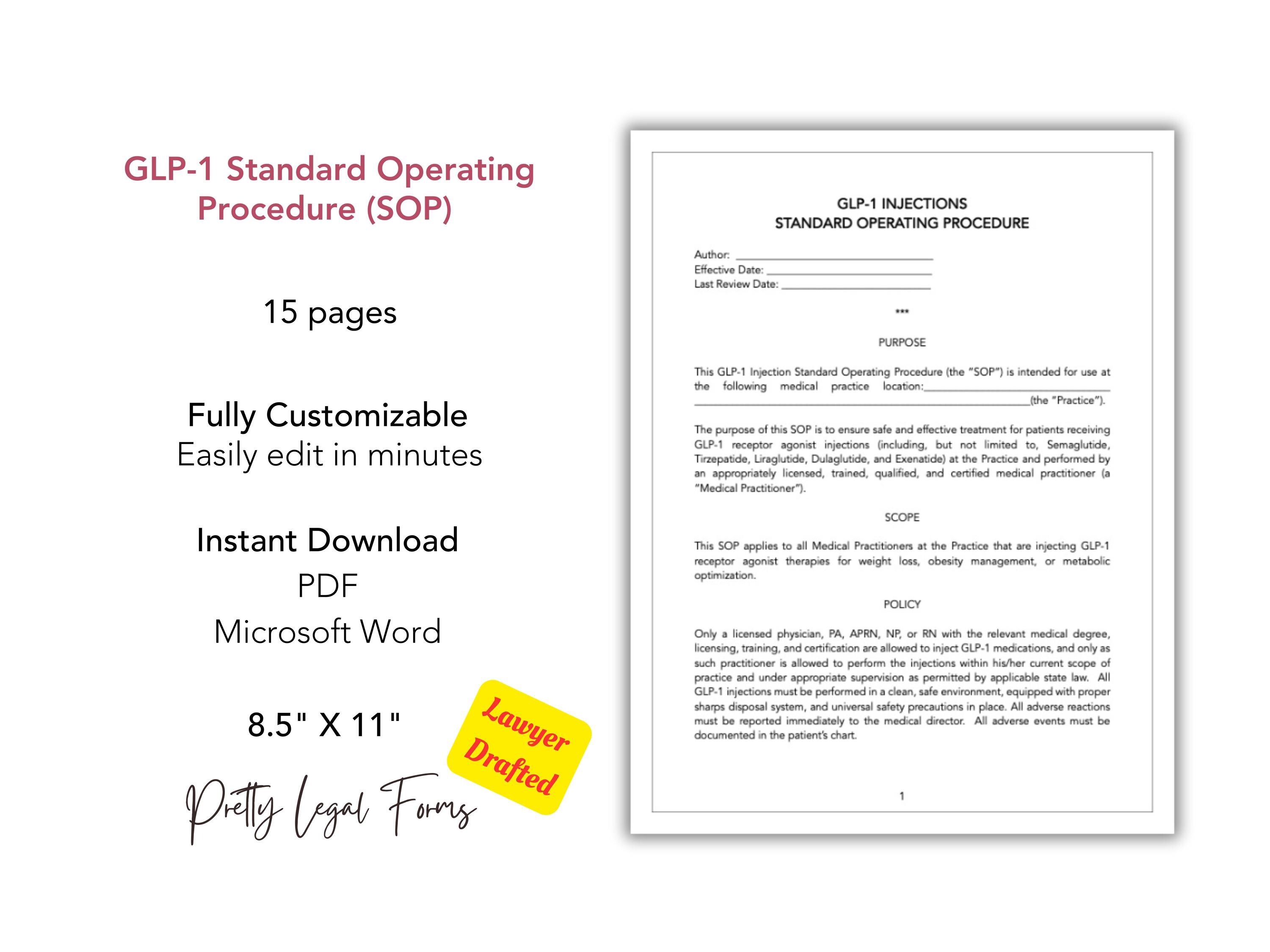 GLP-1 Injections SOP Template | Weight Loss Shots Policy | Medical Spa ...