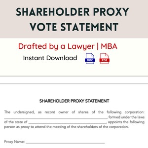 Shareholder Proxy Form Statement, Shareholder Proxy Vote Form ...