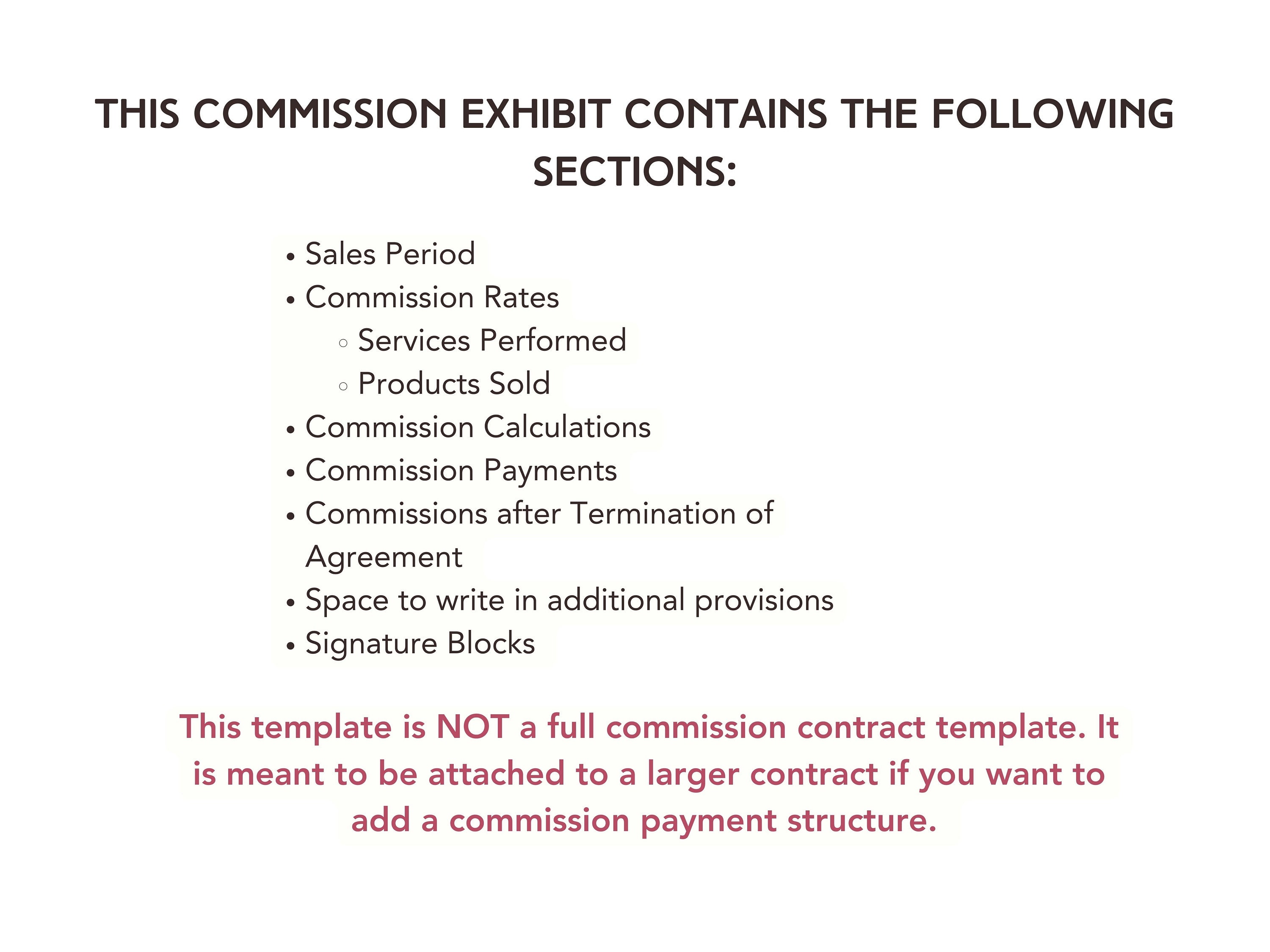 Commission Agreement Exhibit, Employee Commission Contract Template ...