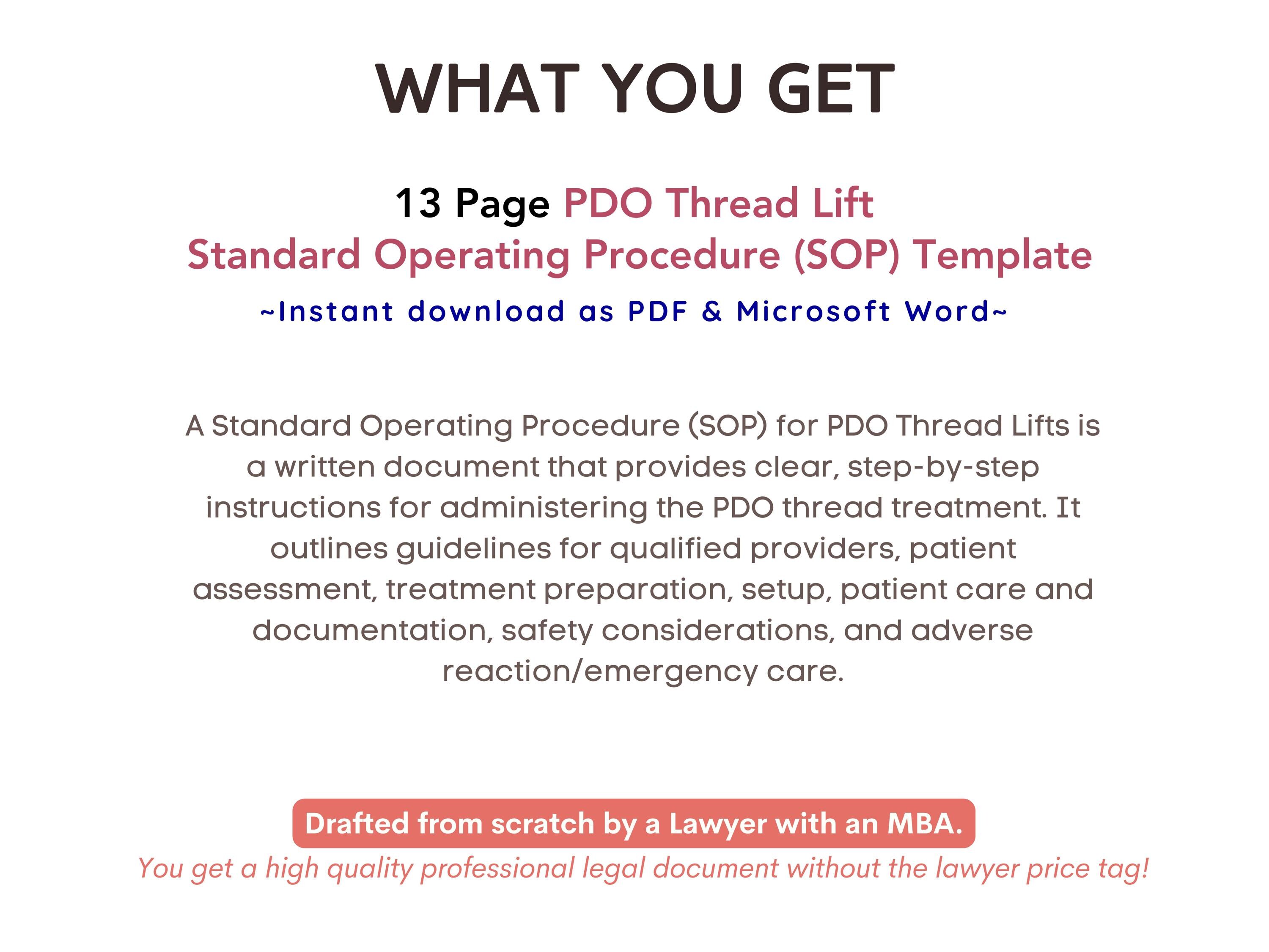 PDO Threads Standard Operating Procedure PDO Thread Lift SOP Med Spa ...