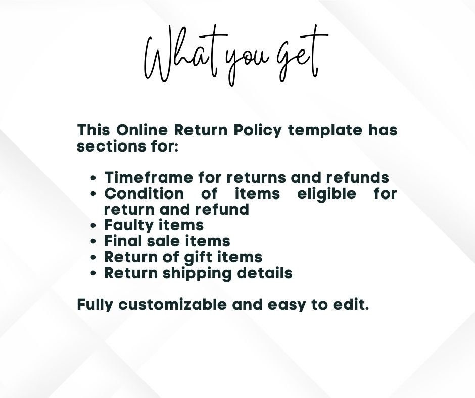 Online Return Policy Template, Return and Refund Policy for Online E ...