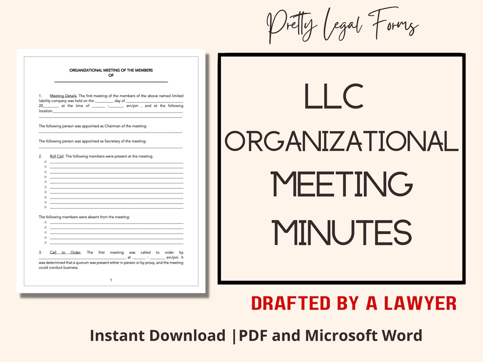 LLC Organizational Meeting Minutes Template, Limited Liability Company ...