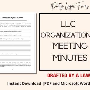 LLC Organizational Meeting Minutes Template, Limited Liability Company ...