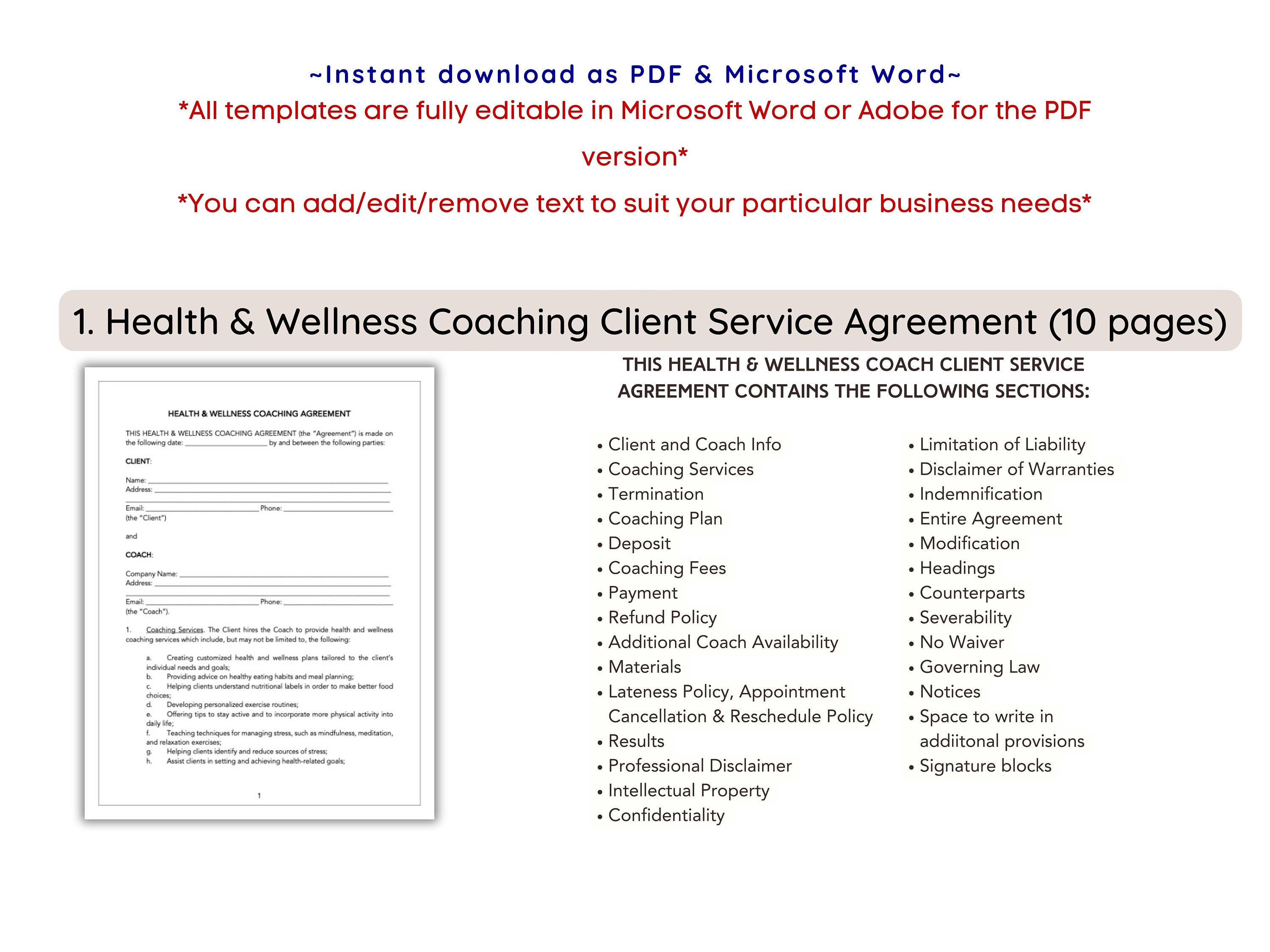 Wellness Coaching Forms Bundle Health Coach Template Bundle Holistic ...