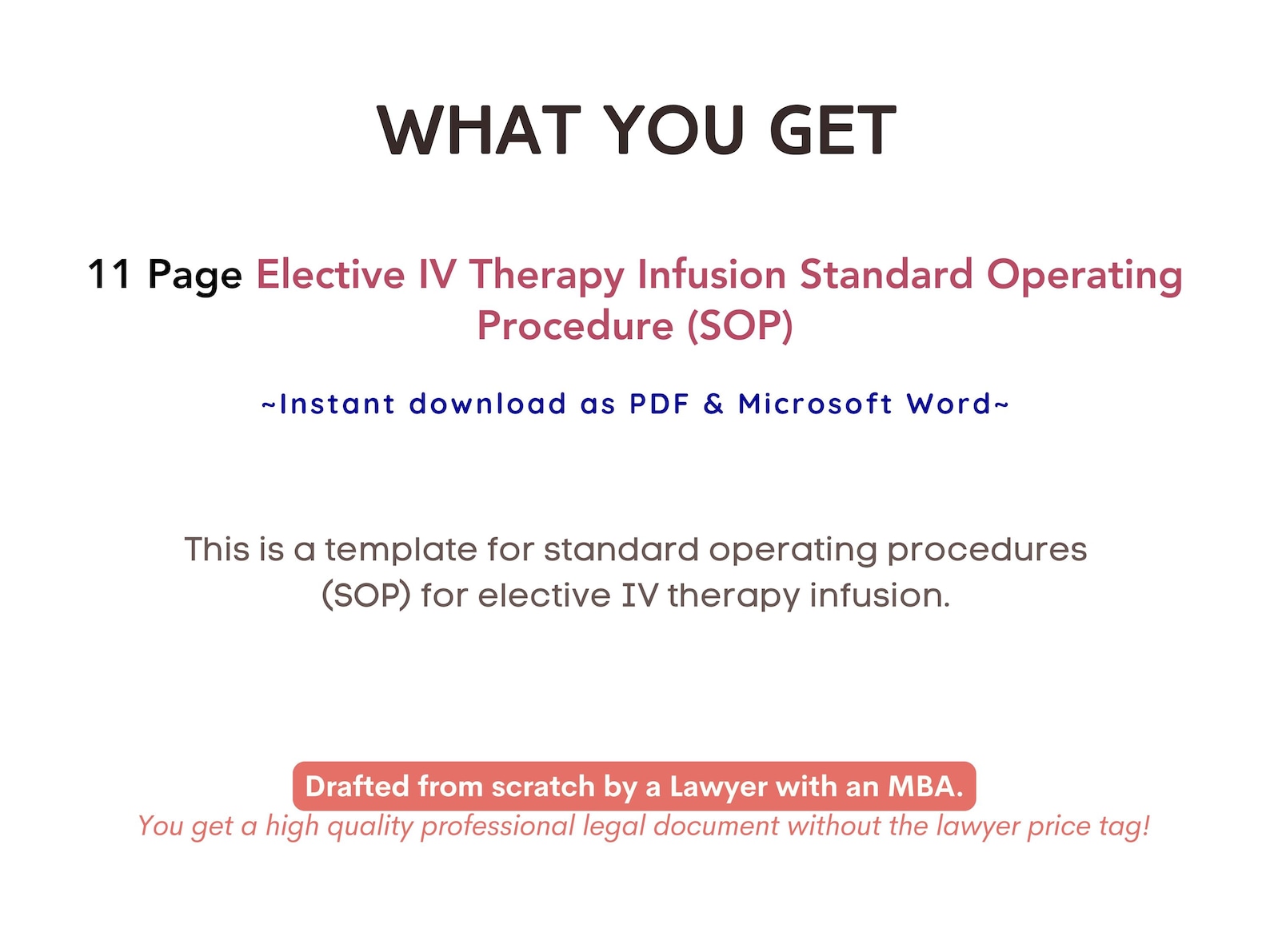 IV Therapy SOP Protocol Template for IV Hydration Business | Policies ...