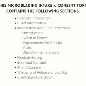 Microblading Client Intake and Consent Form Microblading Release and ...