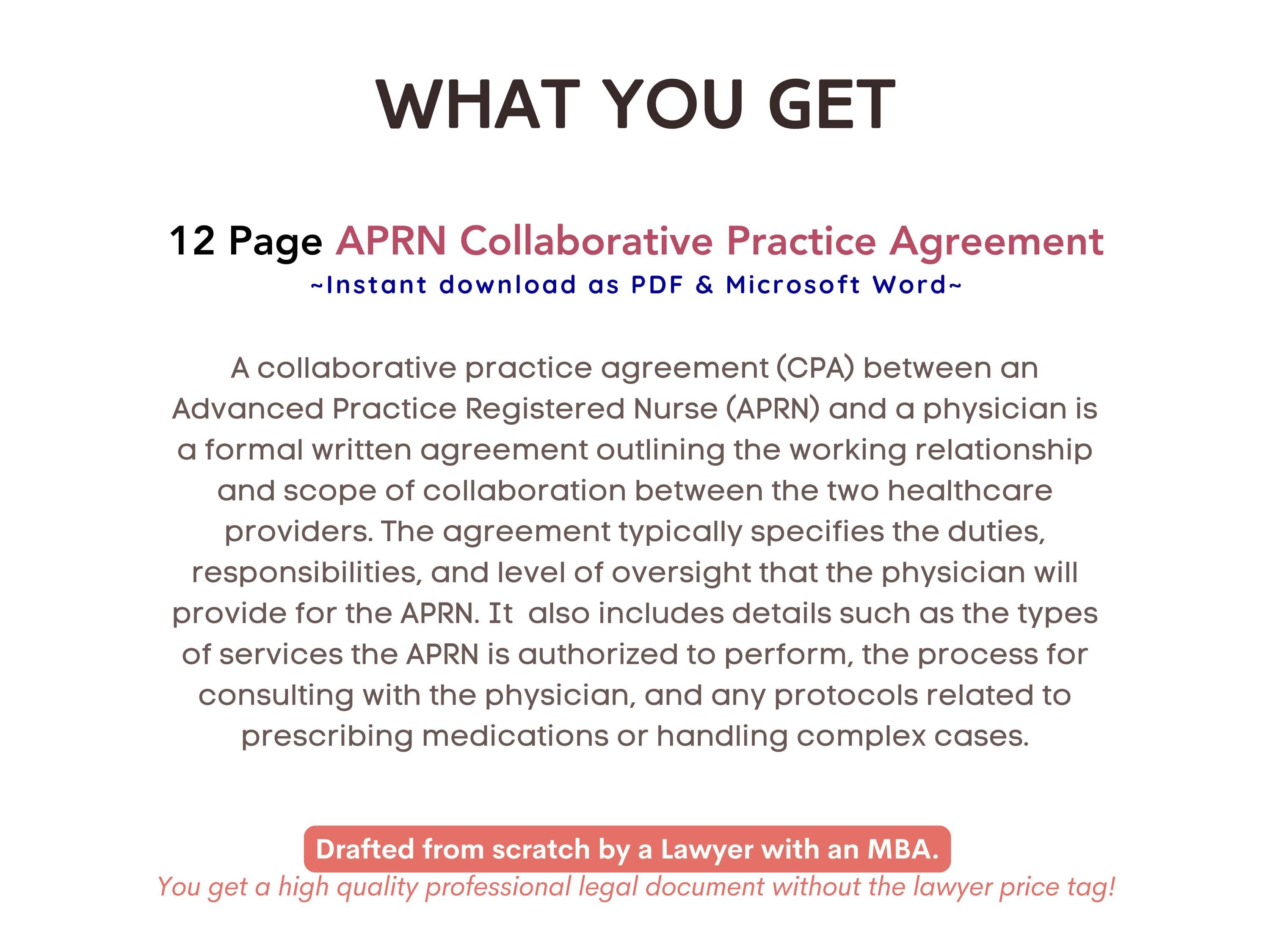 APRN Collaborative Practice Agreement Nurse Practitioner Collaborating ...