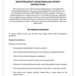 RF Microneedling Pre and Post Treatment Instructions Radiofrequency ...