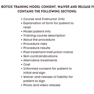 Aesthetic Training Model Informed Consent Form, Botox Model Waiver and ...