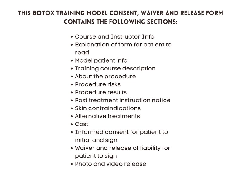 Aesthetic Training Model Informed Consent Form, Botox Model Waiver and ...
