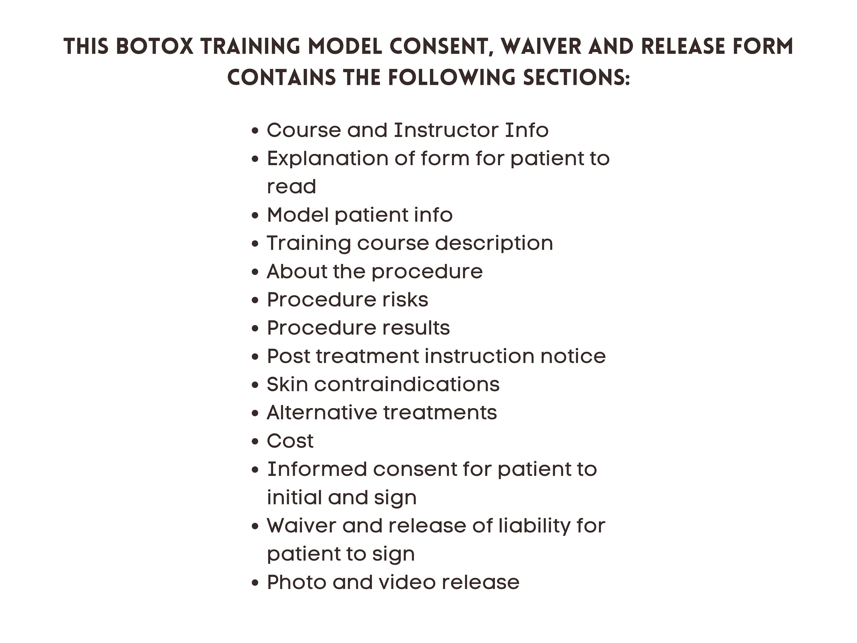 Aesthetic Training Model Informed Consent Form, Botox Model Waiver and ...