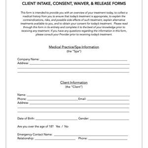 Morpheus8 Client Intake Forms Bundle Morpheus Waiver RF Microneedling Informed Consent Med Spa ...