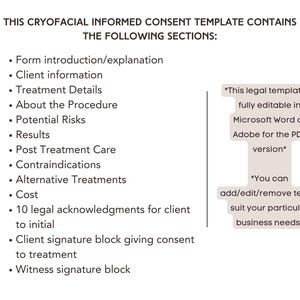 Cryofacial Consent Form Esthetician Facial Informed Consent Template ...