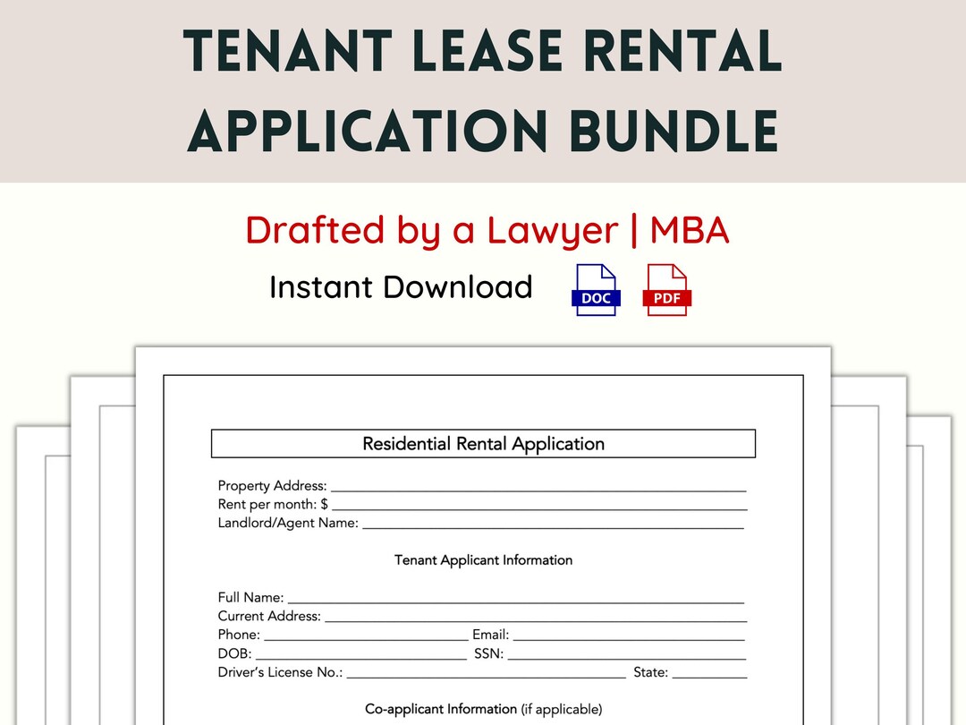 Tenant Lease Application With Tenant Acceptance and Rejection Letters | Landlord Tenant ...