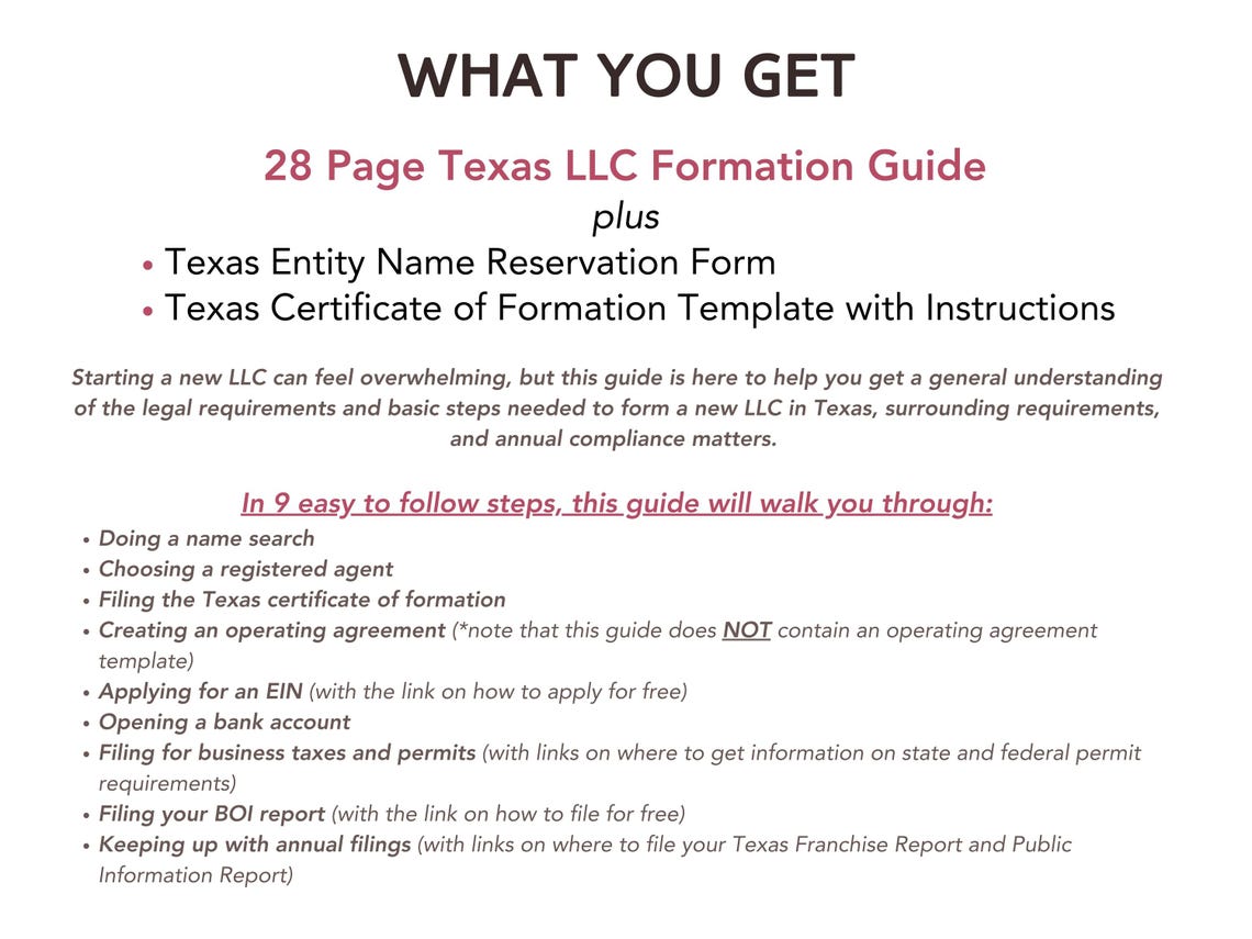 Texas LLC Formation Guide How to Start a Texas Limited Liability ...
