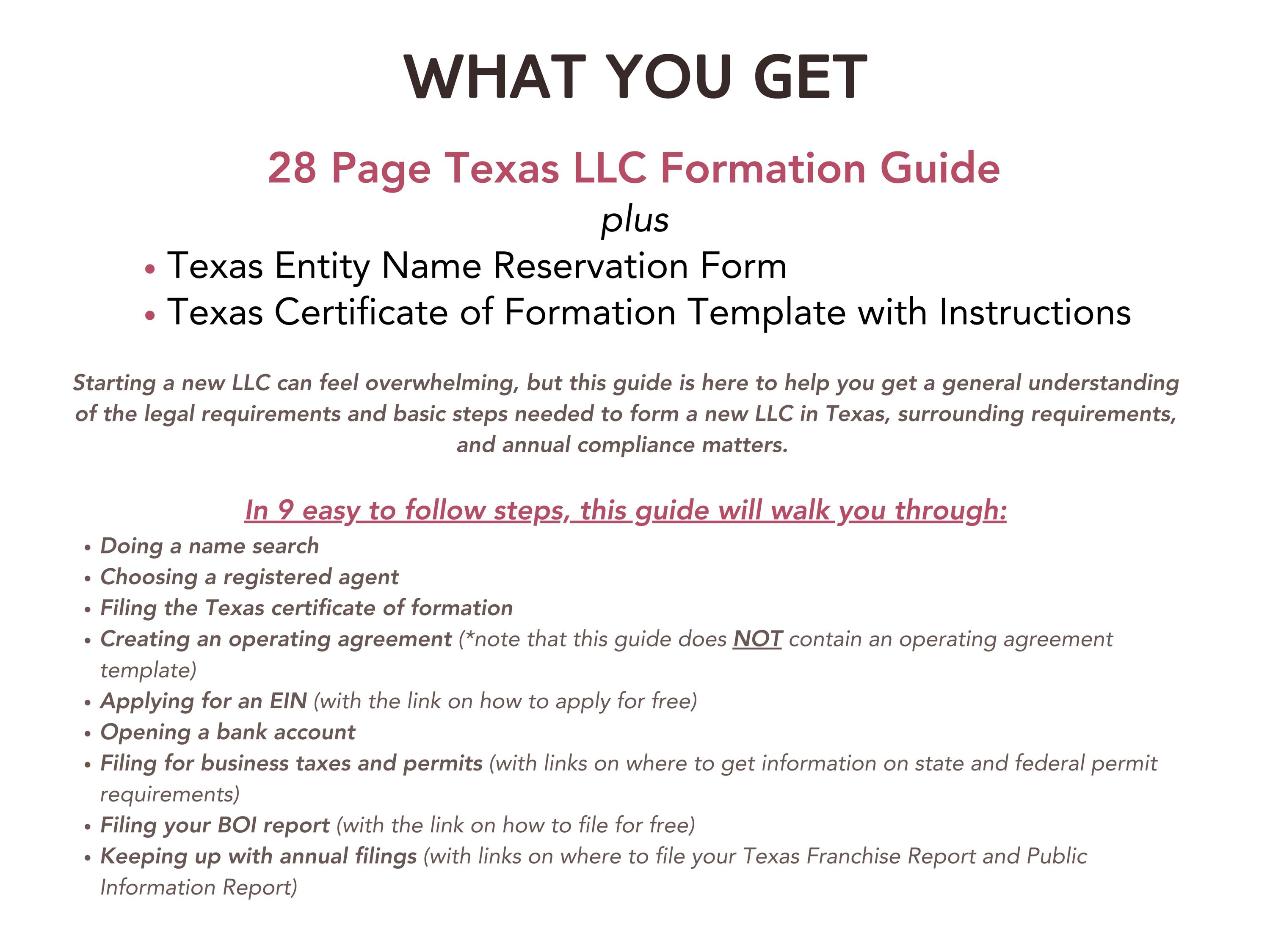 Texas LLC Formation Guide How to Start a Texas Limited Liability ...
