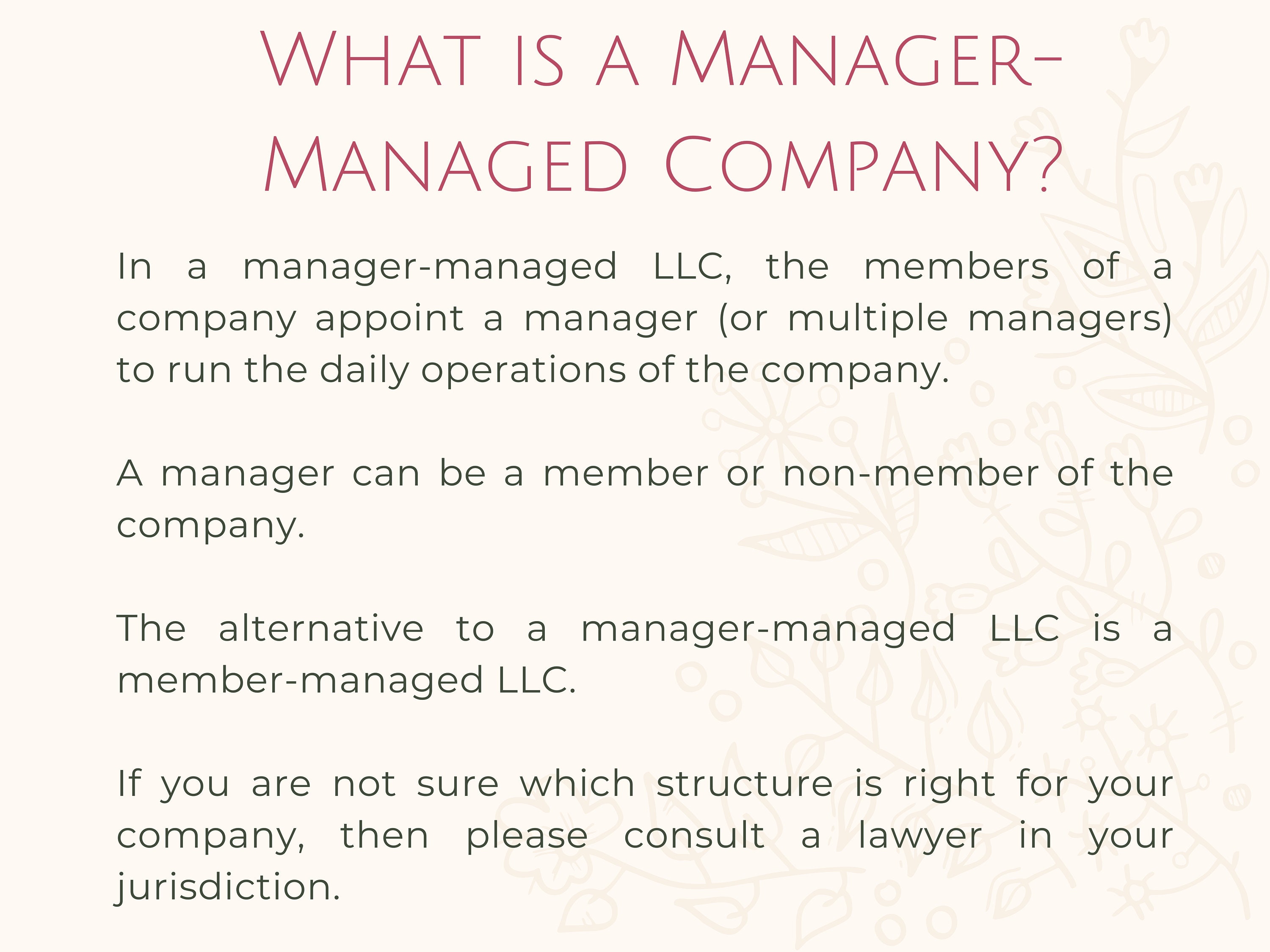 Operating Agreement LLC Manager Managed Limited Liability Company ...