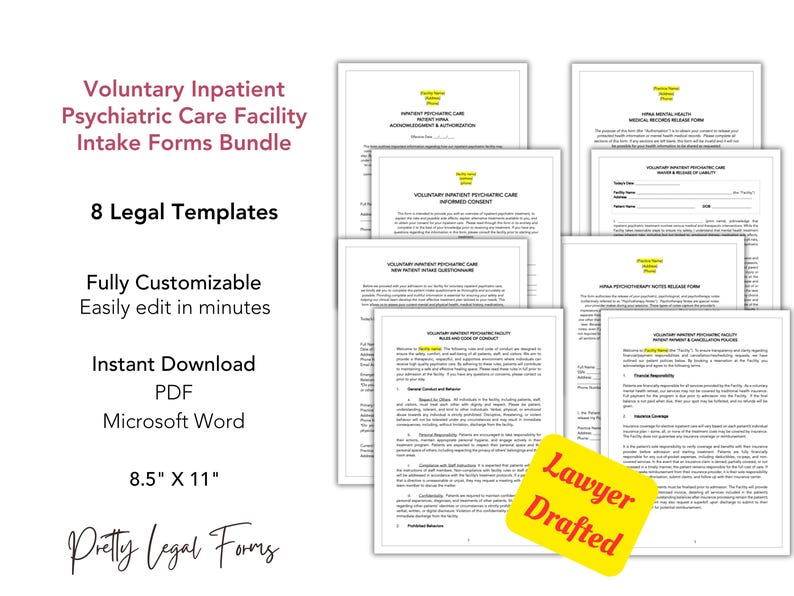 Voluntary Inpatient Psychiatry Forms Bundle Mental Health Retreat ...
