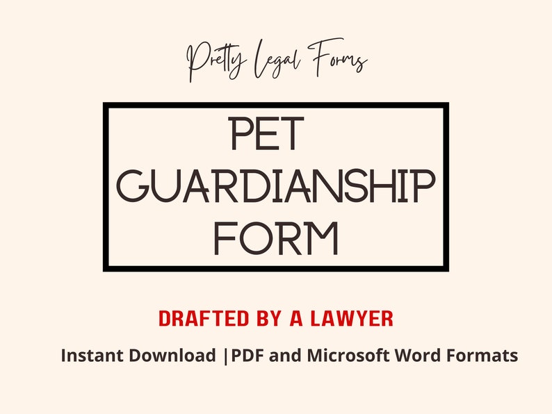 Pet Sitter Forms Guardianship Form for Pets Pet Sitting Legal Templates ...