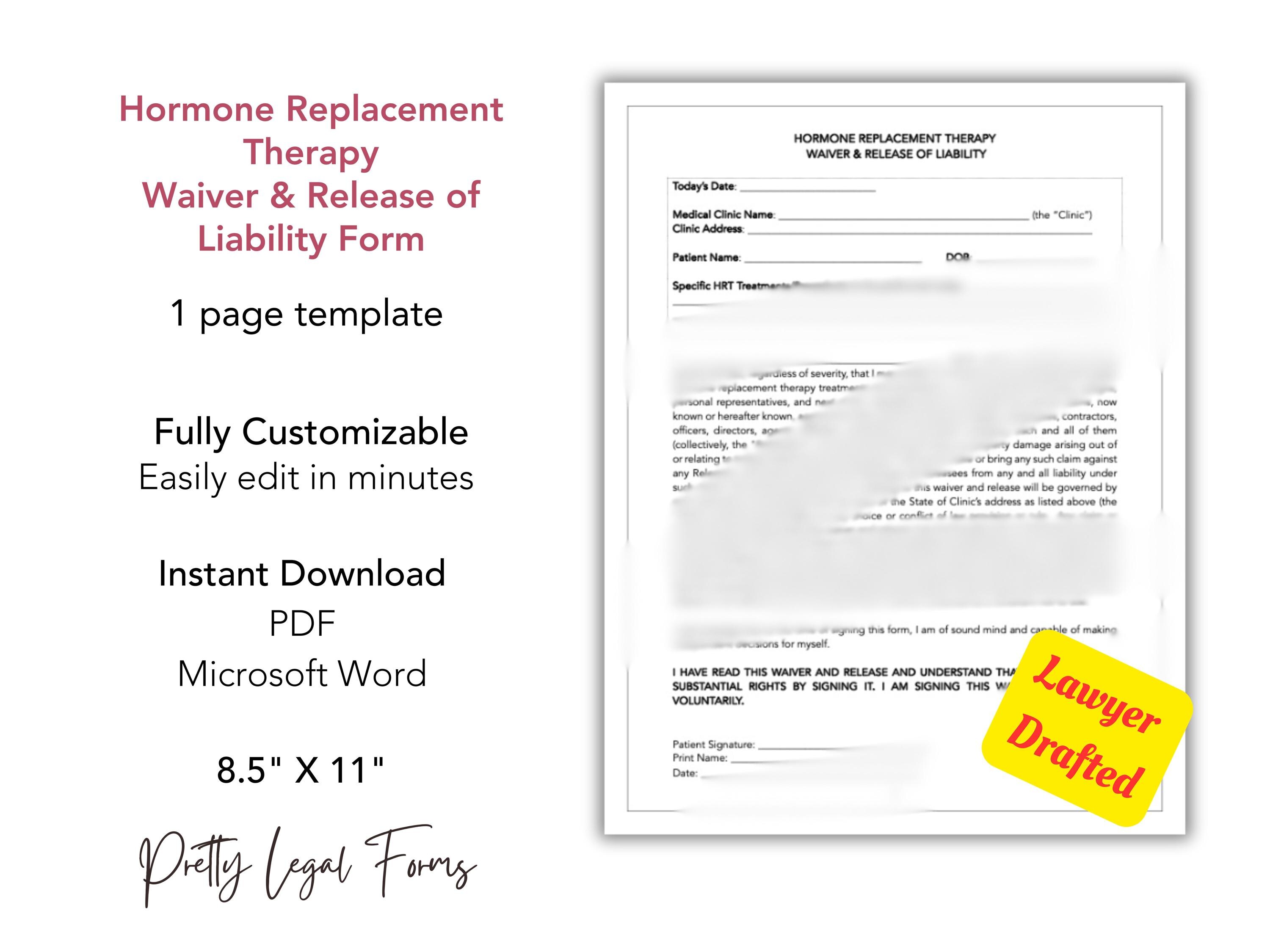 HRT Waiver and Release of Liability Hormone Replacement Therapy Release ...