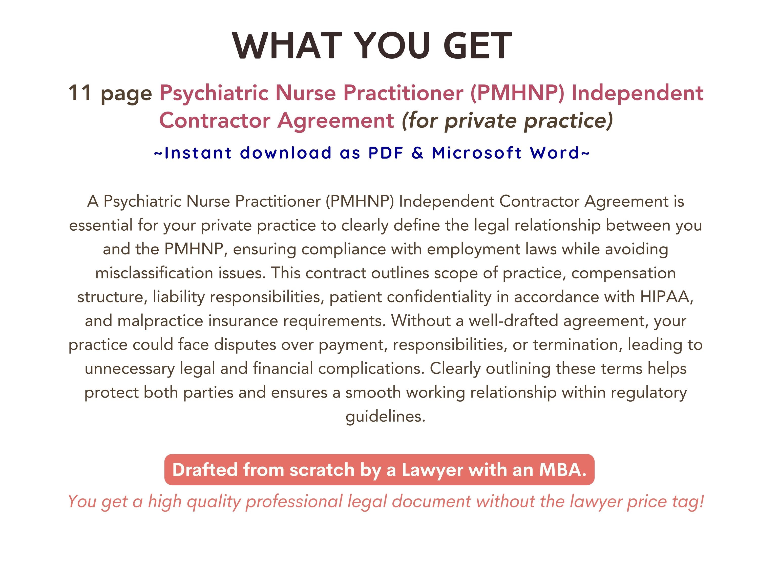 Psychiatric Nurse Practitioner Independent Contractor Agreement Private ...