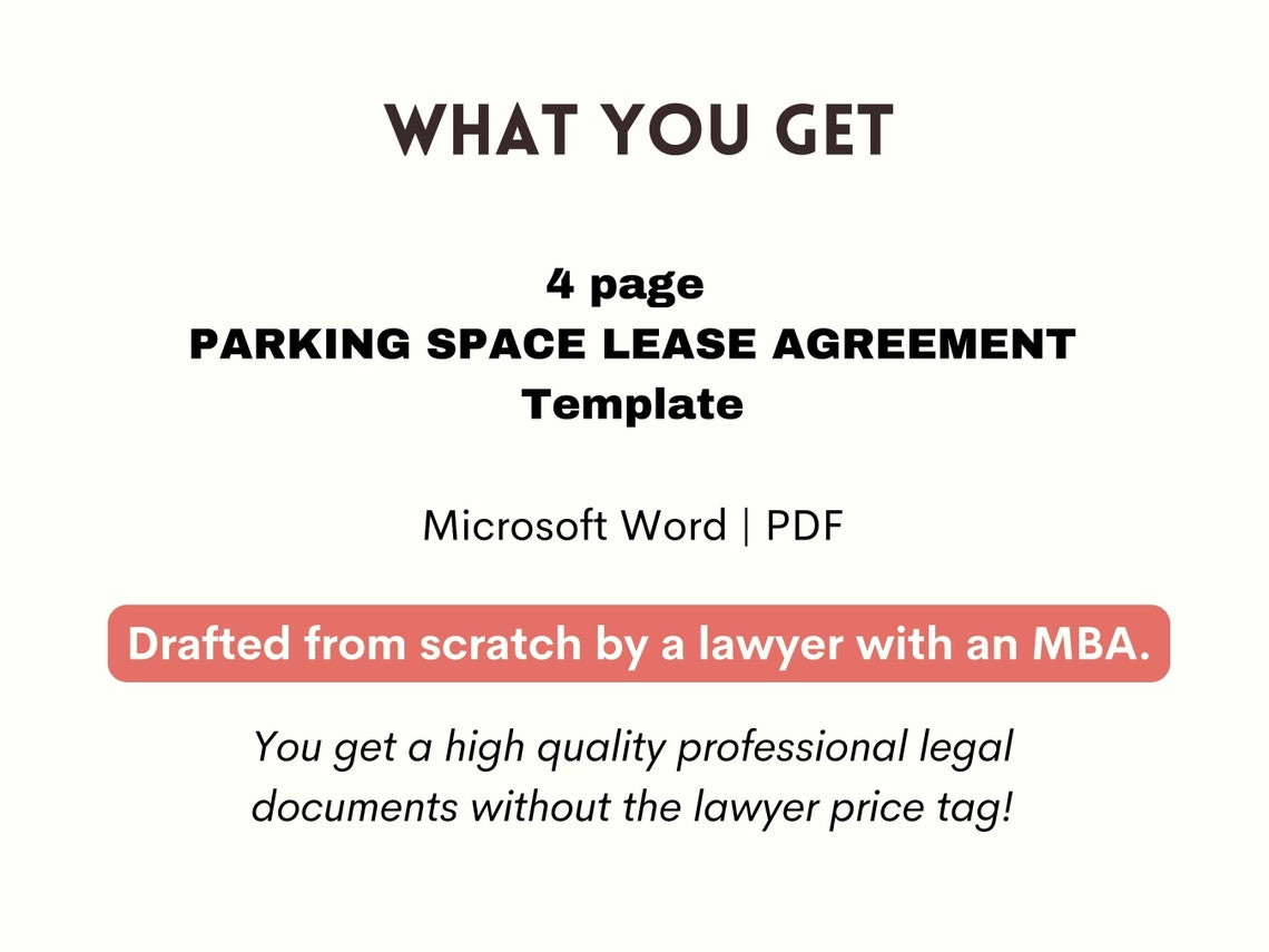 Parking Space Lease Agreement Template, Parking Spot Rental Agreement ...