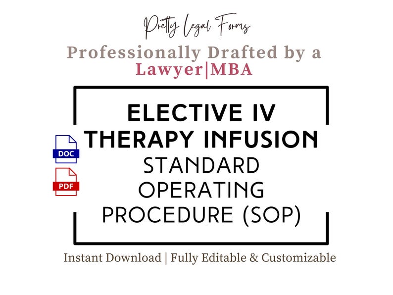 IV Therapy SOP Protocol Template for IV Hydration Business | Policies ...