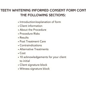 Teeth Whitening Consent Form, Laser Teeth Whitening Client Intake ...