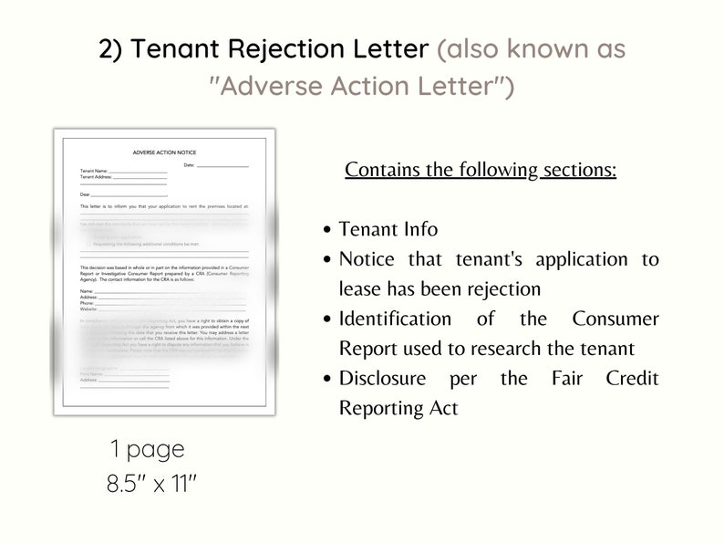 Tenant Lease Application With Tenant Acceptance and Rejection Letters ...