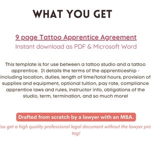 Tattoo Apprentice Contract, Tattoo Artist Apprenticeship Agreement ...