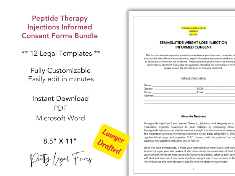Peptide Therapy Consent Forms Semaglutide Tirzepatide BPC-157 ...