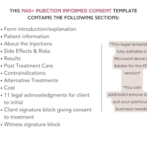 NAD+ Consent Form NAD Injection Informed Consent Template IV Therapy ...