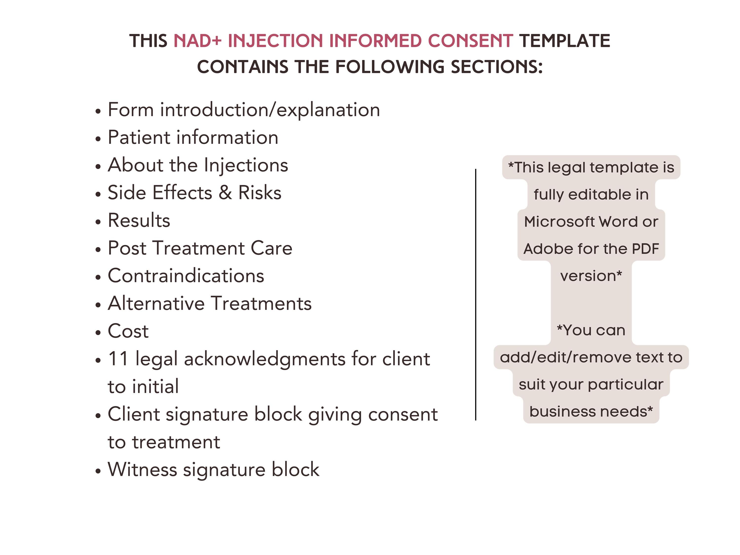NAD Consent Form for Medical Spa, Wellness Clinic, and Nurse Injectors ...