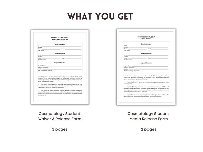Cosmetology School Forms Bundle Beauty School Enrollment Agreement ...