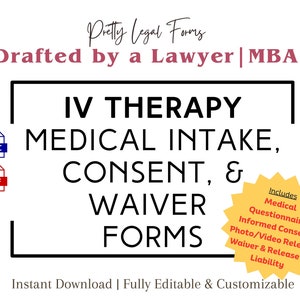 IV Therapy Intake Template IV Drip Consent Form IV Infusion ...