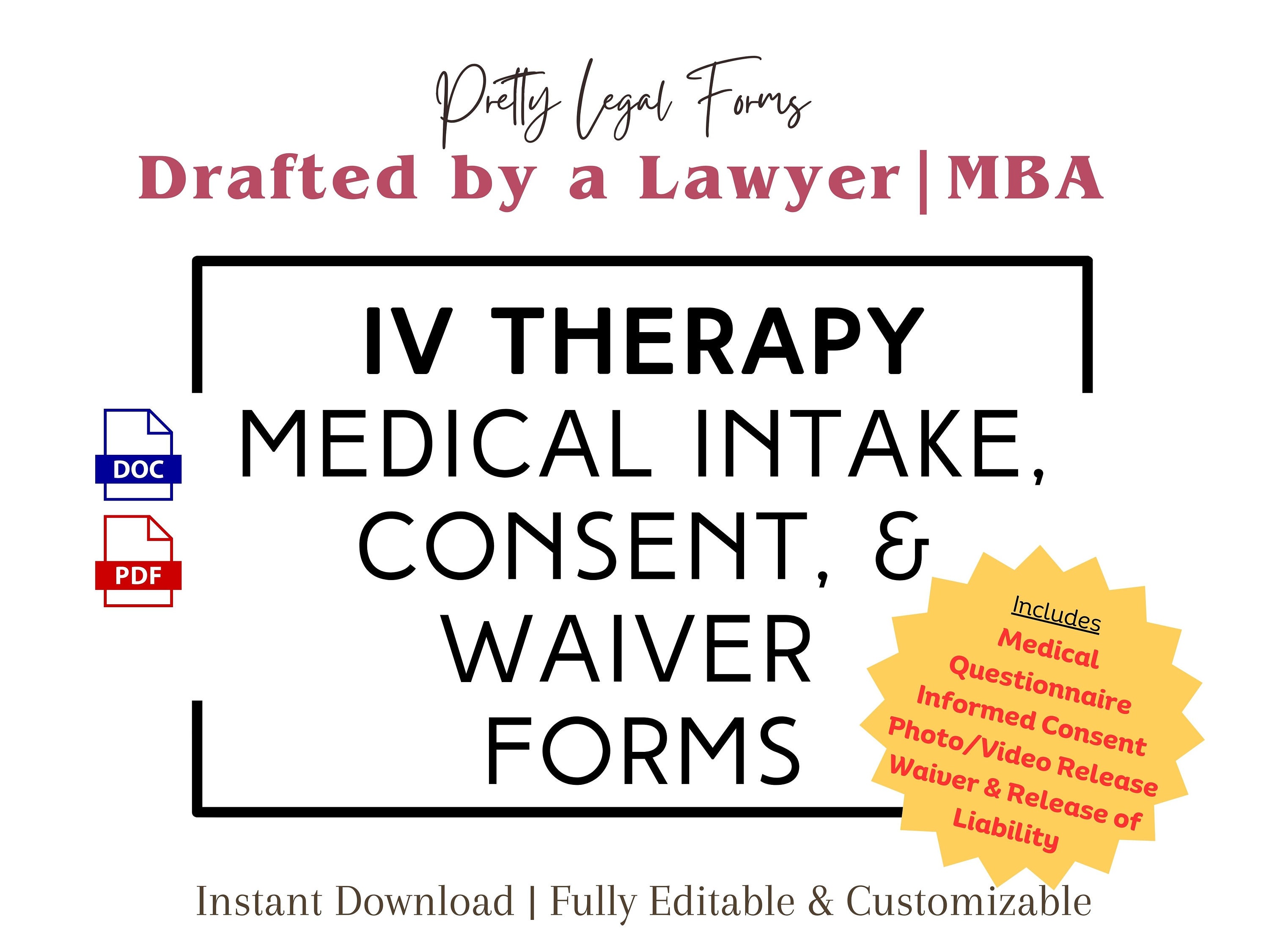 IV Therapy Intake Template IV Drip Consent Form IV Infusion ...