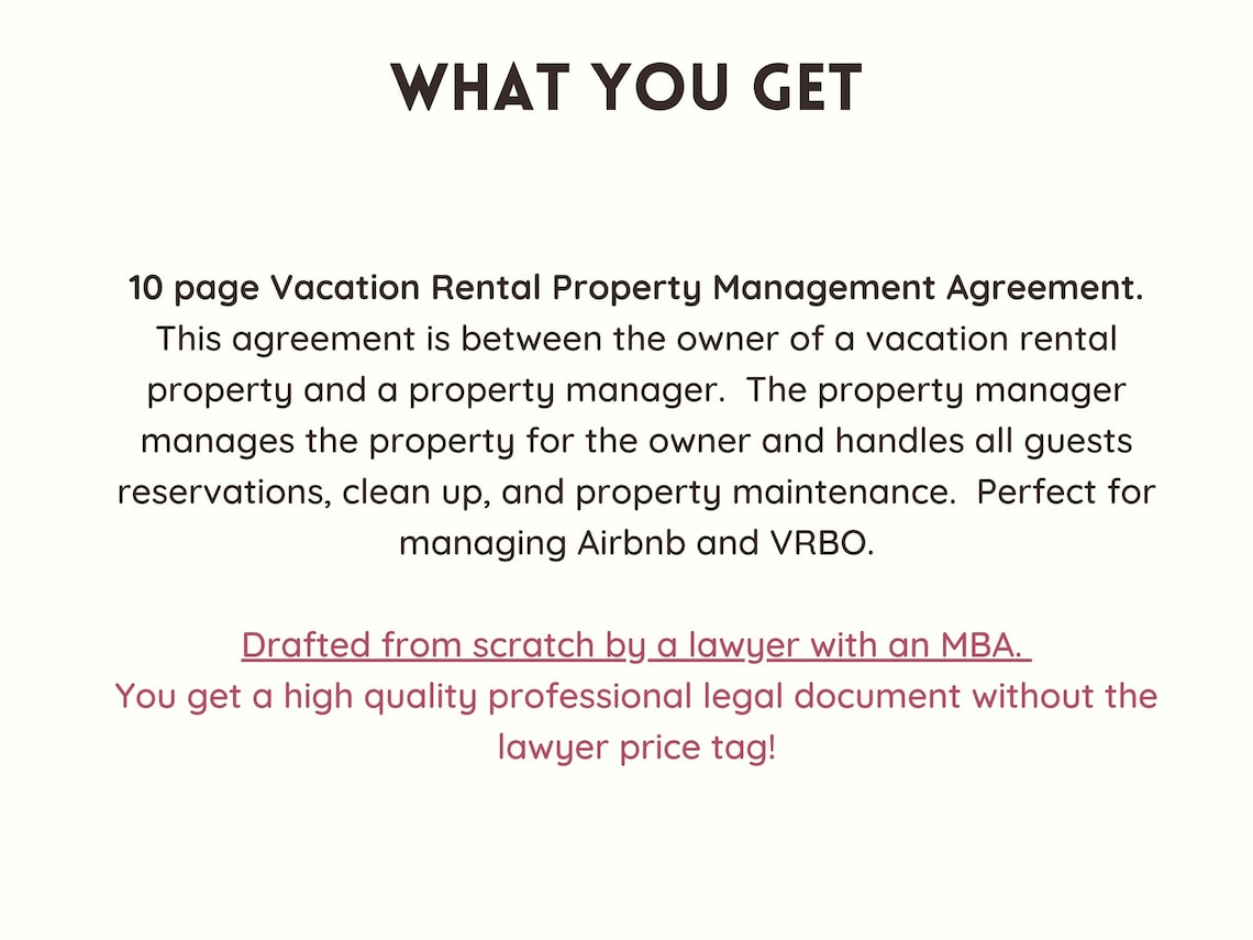 Airbnb Property Manager Contract Template Short Term Rental Property ...