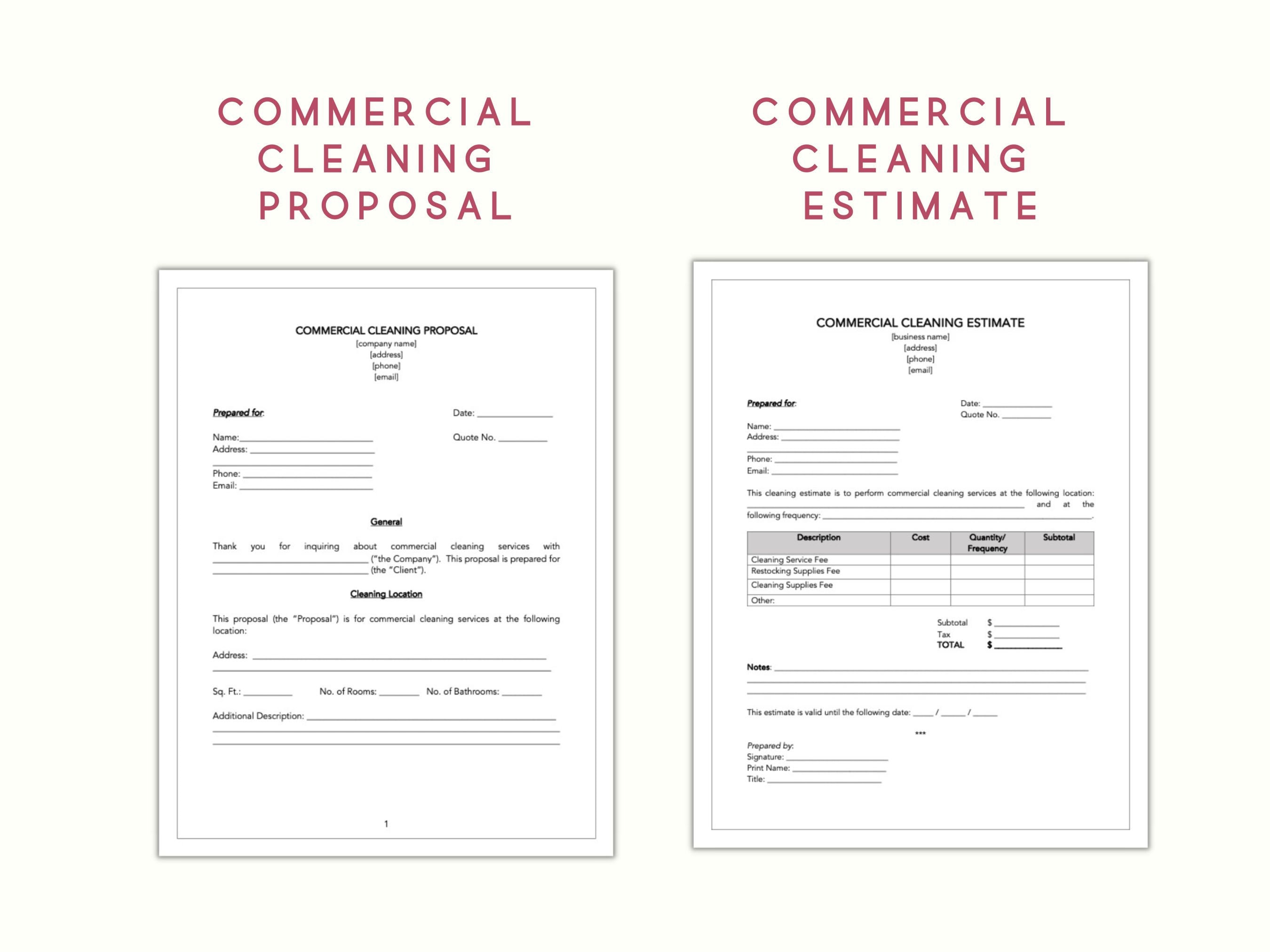 Commercial Cleaning Legal Bundle, Cleaning Service Agreement Cleaning ...