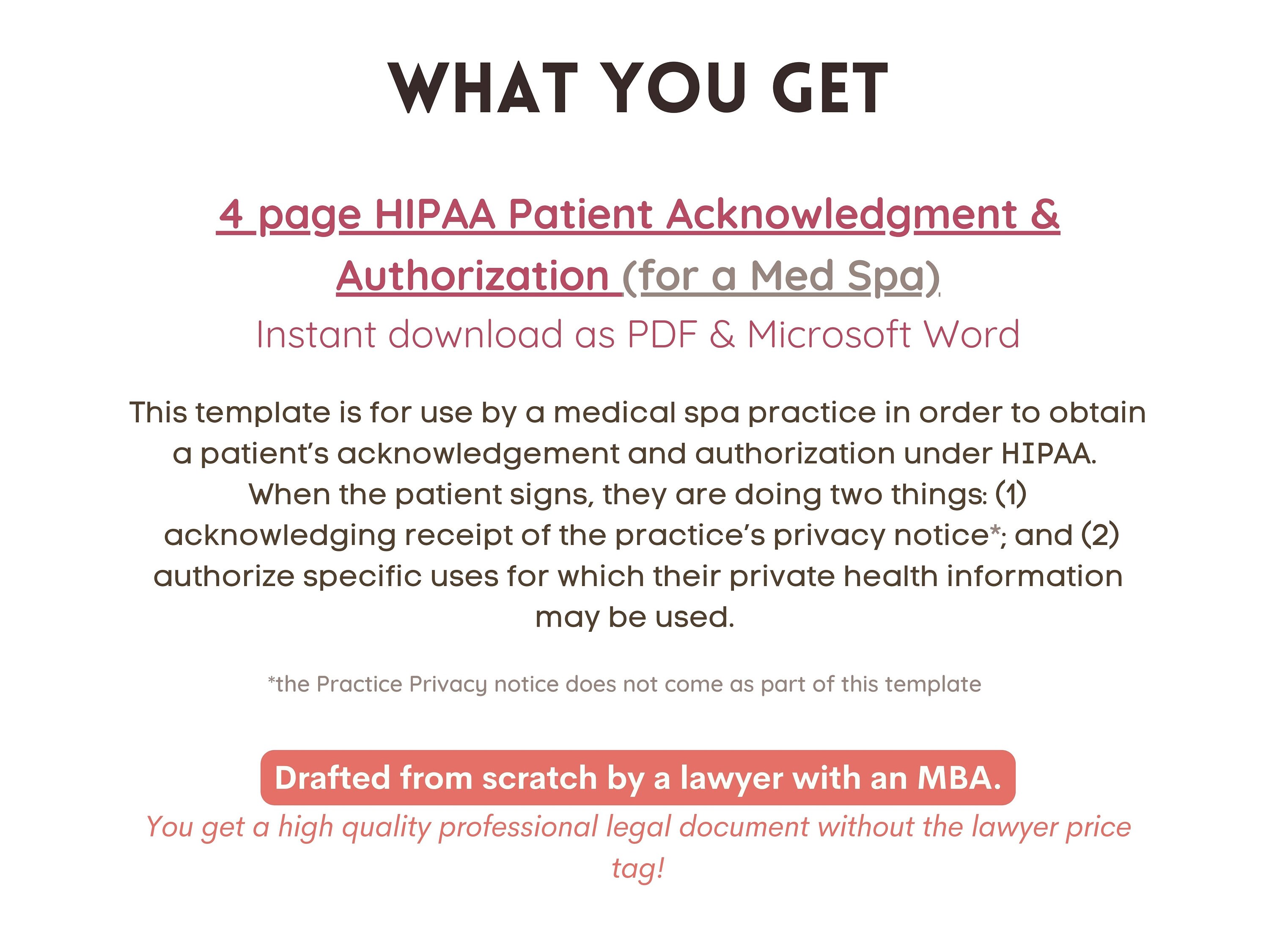 HIPAA Consent Med Spa Template HIPAA Acknowledgment of Privacy Notice ...