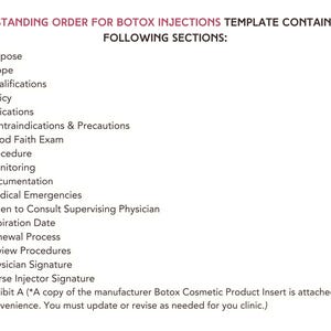 Botox Standing Order Template Botox Injections Protocol Medical Spa SOP ...