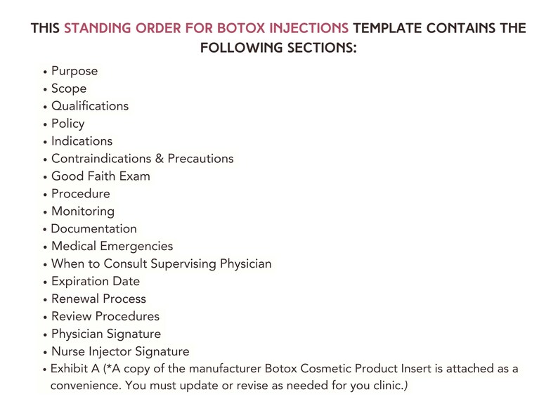 Botox Standing Order Template Botox Injections Protocol Medical Spa SOP ...