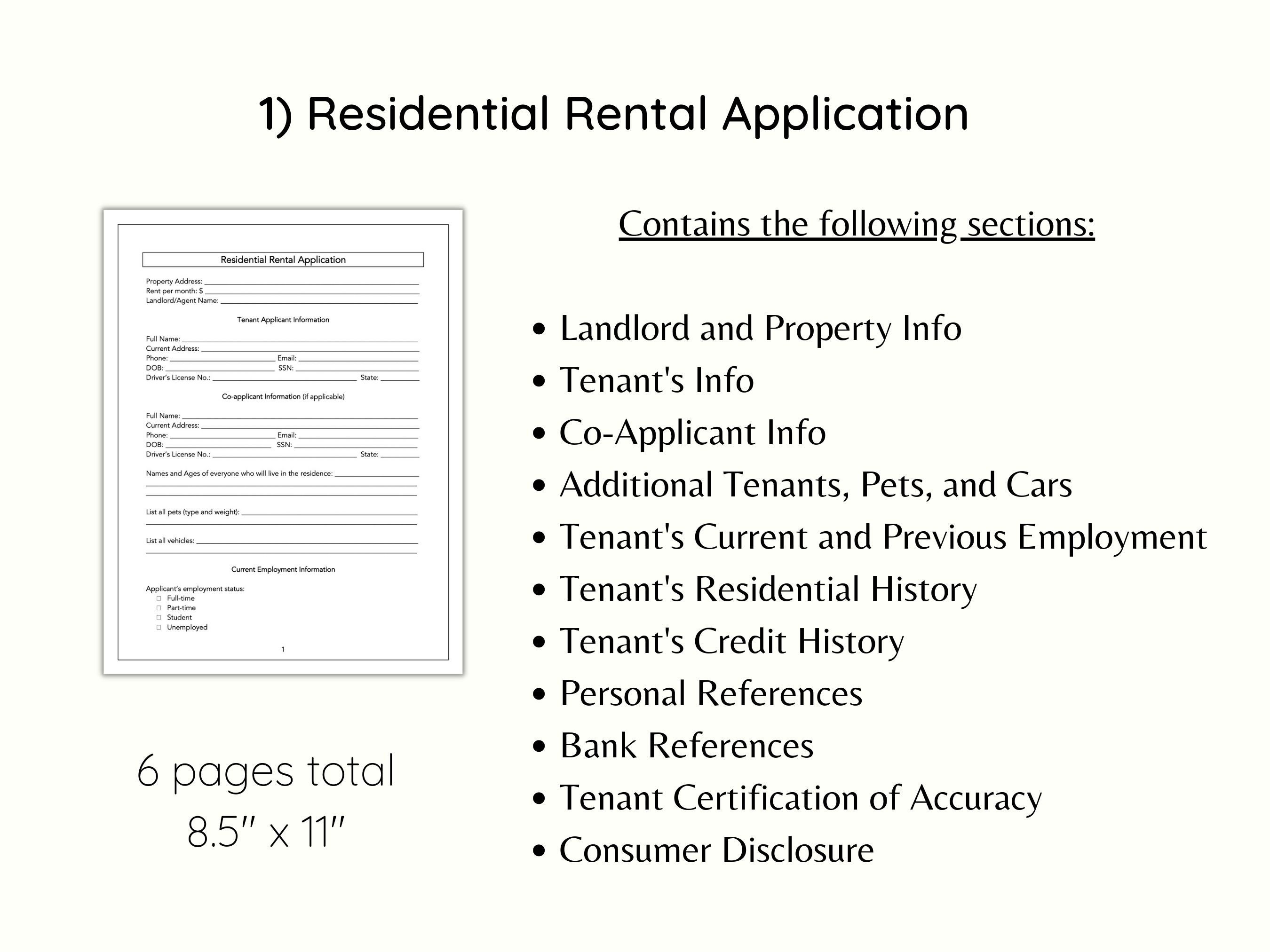 Tenant Lease Application With Tenant Acceptance and Rejection Letters ...