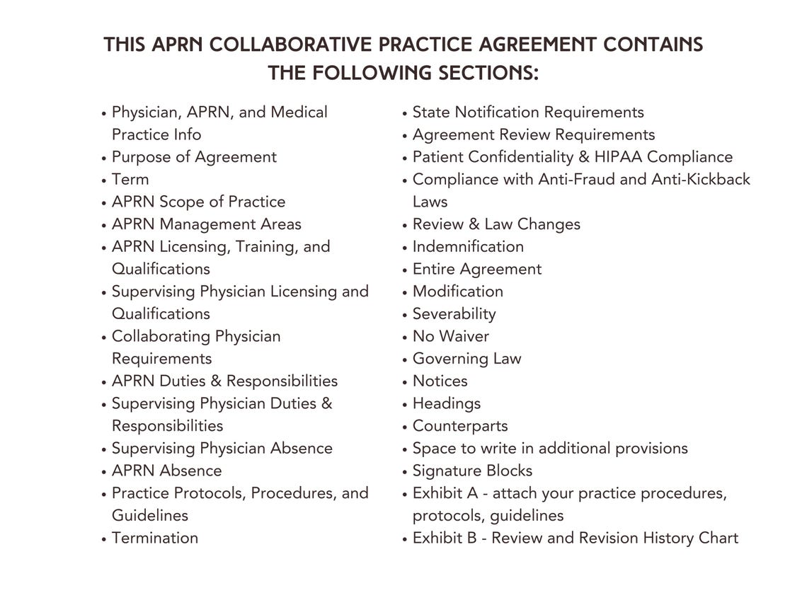 APRN Collaborative Practice Agreement Nurse Practitioner Collaborating ...
