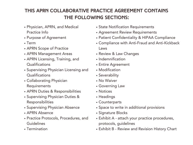 APRN Collaborative Practice Agreement Nurse Practitioner Collaborating ...
