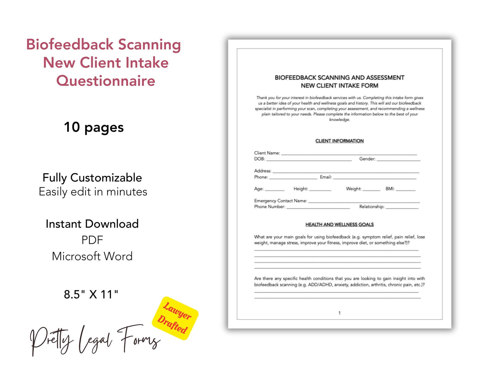 Biofeedback New Client Intake Forms Bioenergetic Testing Medical ...