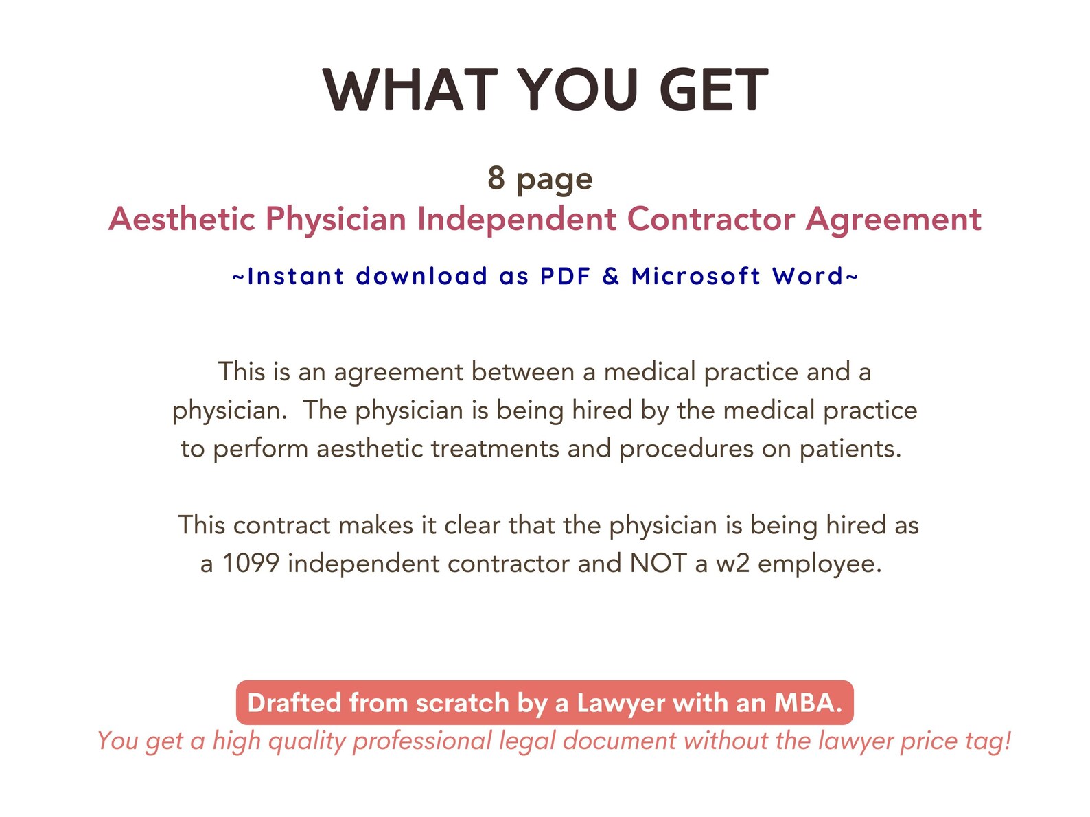 Aesthetic Physician Contract Template, Cosmetic Doctor Independent ...