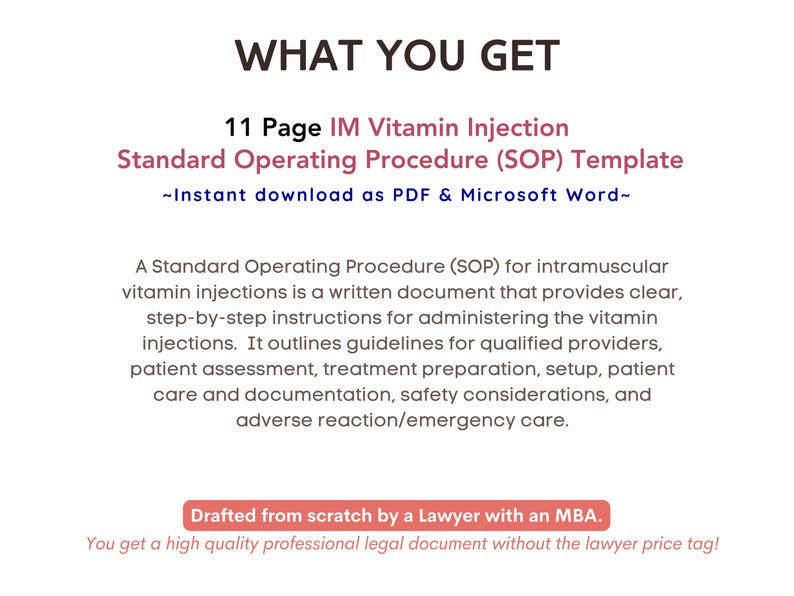 IM Vitamin Injection SOP Protocol Template for Medical Spas and ...