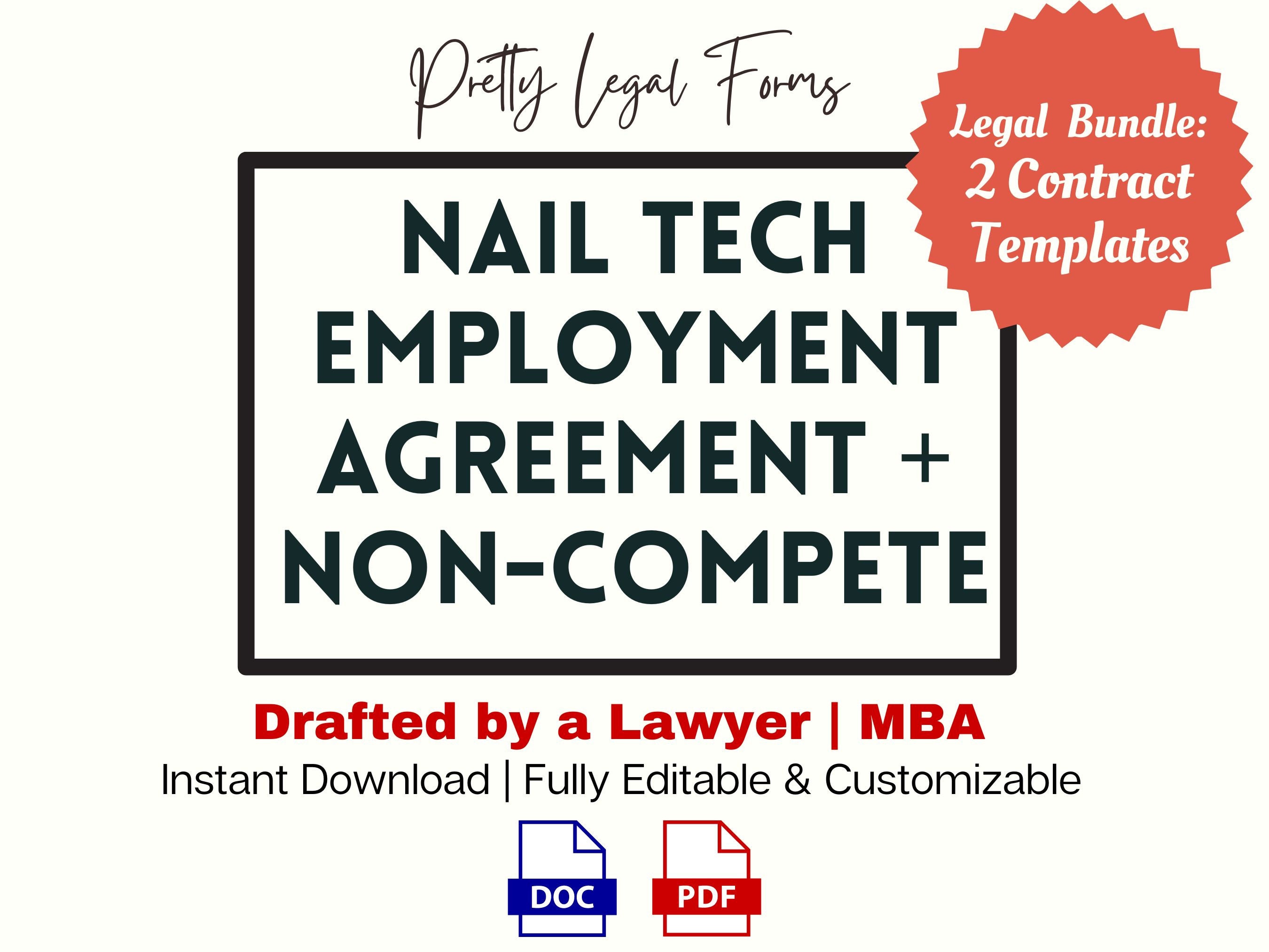 Nail Salon Employee Contract and Non Compete Agreement Template BUNDLE ...