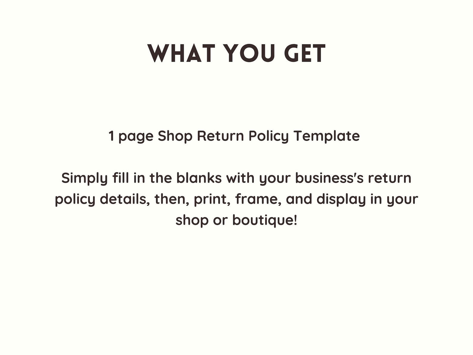 Return Policy Shop Sign CANVA Template, Boutique Return Policy Sign ...